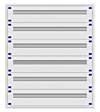 Umetak KVN 40mm 4-24K, 6-redni,met.pr.ploče,spremno za ožič.
front plates sheet steel, prepared for wiring duct installation