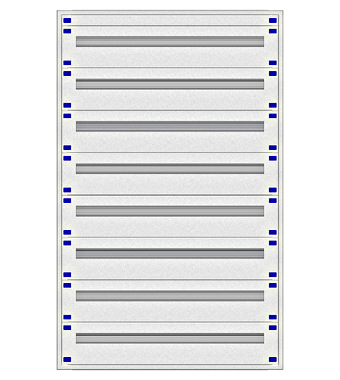 Umetak KVN 40mm 4-33K, 8-redni,met.pr.ploče,spremno za ožič.
front plates sheet steel, prepared for wiring duct installation