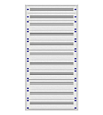 Umetak KVN 40mm 4-42K, 11-redni,met.pr.pl. spremno za ožič.
front plates sheet steel, prepared for wiring duct installation