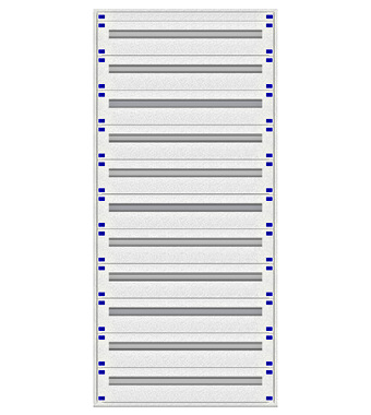 Umetak KVN 40mm 4-45K, 11-redni,met.pr.pl.,spremno za ožič.
front plates sheet steel, prepared for wiring duct installation