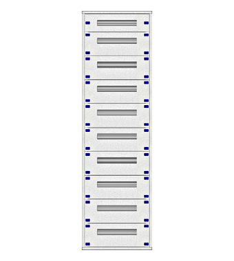 Umetak KVN 60mm 2-39K, 10-redni,met.pr.pl.,spremno za ožič.
front plates sheet steel, prepared for wiring duct installation