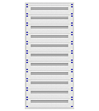 Umetak KVN 60mm 4-45K, 11-redni,met.pr.pl.,spremno za ožič.
front plates sheet steel, prepared for wiring duct installation