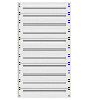 Umetak KVN 60mm 5-45K, 11-redni,met.pr.pl.,spremno za ožič.
front plates sheet steel, prepared for wiring duct installation