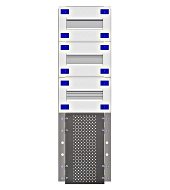 Metalno mod.kuć.15HU komplet, mont.ploča 6HU, 690x200x150mm
construction sample from top side: 3xG3, B6, including insert supporters 15HU and perforated mounting plate 6HU, H=690 W=200 D=150mm, S...