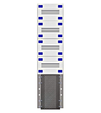 Metalno mod.kuć.18HU komplet, mont.ploča 6HU, 828x200x150mm
construction sample from top side: 4xG3, B6, including insert supporters 18HU and perforated mounting plate 6HU, H=828 W=200 D=150mm, S...