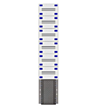 Metalno mod.kuć.24HU komplet, mont.ploča 6HU, 1104x208x150mm
construction sample from top side: 8xG3, including insert supporters 24HU and perforated mounting plate 6HU, H=1104 W=208 D=150mm, She...