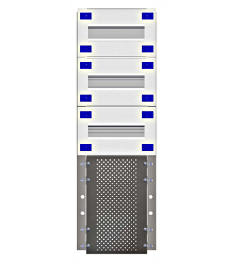 Metalno mod.kuć.15HU komplet, mont.ploča 6HU, 690x220x150mm
construction sample from top side: 3xG3, B6, including insert supporters 15HU and perforated mounting plate 6HU, H=690 W=220 D=150mm, S...