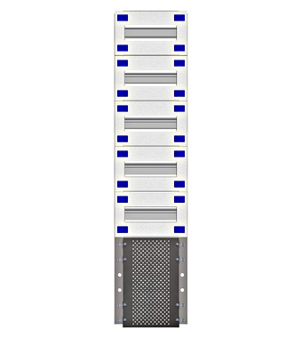 Metalno mod.kuć.21HU komplet, mont.ploča 6HU, 966x220x150mm
construction sample from top side: 5xG3, B6, including insert supporters 21HU and perforated mounting plate 6HU, H=966 W=220 D=150mm, S...