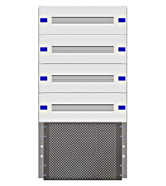 Metalno mod.kuć.18HU komplet, mont.ploča 6HU, 828x420x150mm
construction sample from top side: 4xG3, B6, including insert supporters 18HU and perforated mounting plate 6HU, H=828 W=420 D=150mm, S...