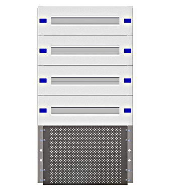 Metalno mod.kuć.18HU komplet, mont.ploča 6HU, 828x440x150mm
construction sample from top side: 4xG3, B6, including insert supporters 18HU and perforated mounting plate 18HU, H=828 W=440 D=150mm, ...