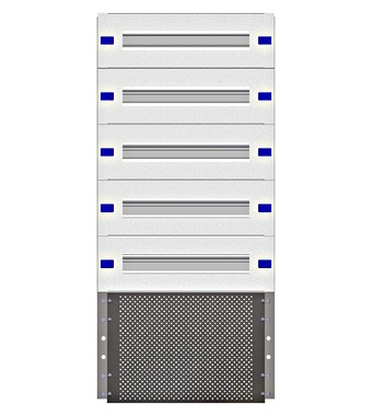 Metalno mod.kuć.21HU komplet, mont.ploča 6HU, 966x440x150mm
construction sample from top side: 5xG3, B6, including insert supporters 21HU and perforated mounting plate 6HU, H=966 W=440 D=150mm, S...