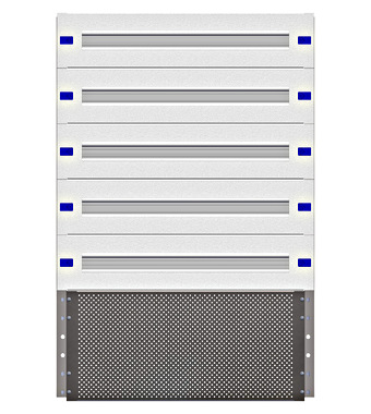 Metalno mod.kuć.21HU komplet, mont.ploča 6HU, 966x640x150mm
construction sample from top side: 5xG3, B6, including insert supporters 21HU and perforated mounting plate 6HU, H=966 W=640 D=150mm, S...