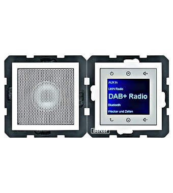 Radio Touch sa zvučnikom, ugradni, polarno beli sjajni
Za završetak, mora se koristiti specijalni okvir od 55 mm 2-gang (EV105022--).