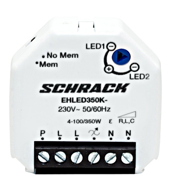 Dimer LED 4-350VA RLC, za taster
s priključnim vijčanim stezaljkama; nazivni napon: 230V AC; potrošnja: 2VA; memorijska funkcija; dimenzije: 46x46x19mm (ŠxVxD)