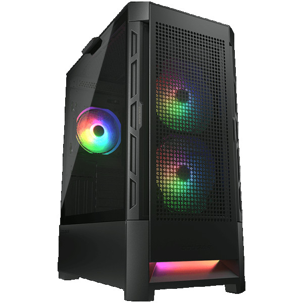 COUGAR | Duoface RGB Black | PC Case | Mid Tower Airflow Front Panel 2 x 140mm & 1x 120mm ARGB Fans incl. TG Left Panel ( CGR-5ZD1B-RGB