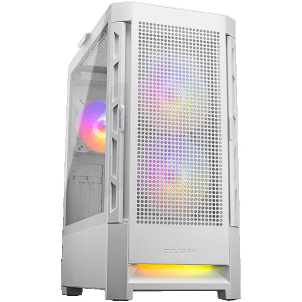 COUGAR | Duoface RGB White | PC Case | Mid Tower Airflow Front Panel 2 x 140mm & 1x 120mm ARGB Fans incl. TG Left Panel ( CGR-5ZD1W-RGB