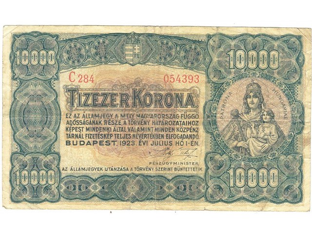 Madjarska 10000 korona 1923