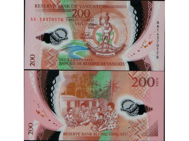 Vanuatu 200 Vatu 2014. UNC Polymer.