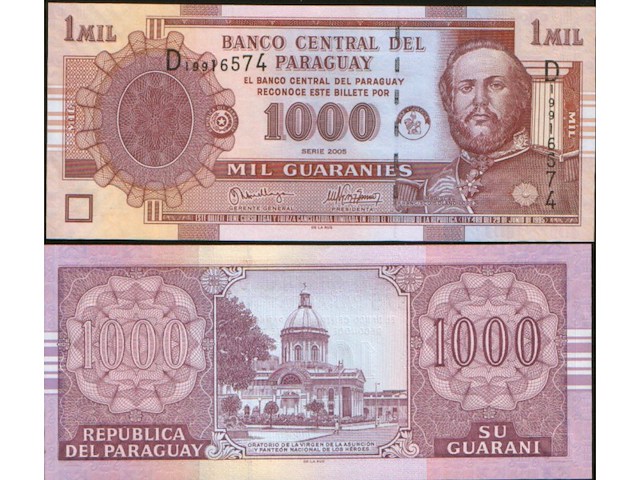 Paraguay 1000 Guaranies 2005. UNC.