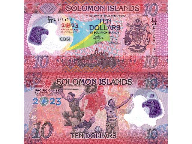 SOLOMON ISLANDS 10 Dollars 2023 UNC, P-39 Pacifičke igr