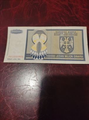 1 milion dinara Srpska republika Bih 1993 odlična