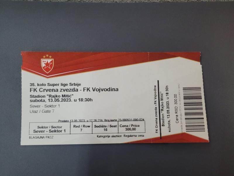 Fk Crvena Zvezda - Fk Vojvodina 13.05.2023.