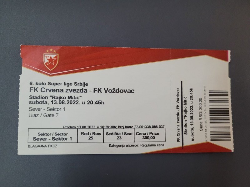 Fk Crvena Zvezda - Fk Vozdovac 13.08.2022.