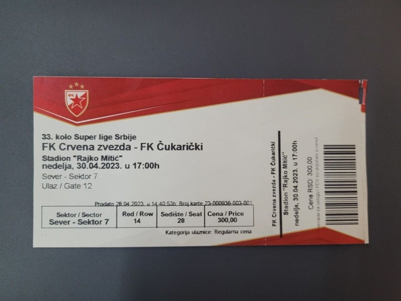 Fk Crvena Zvezda - Fk Cukaricki 30.04.2023.