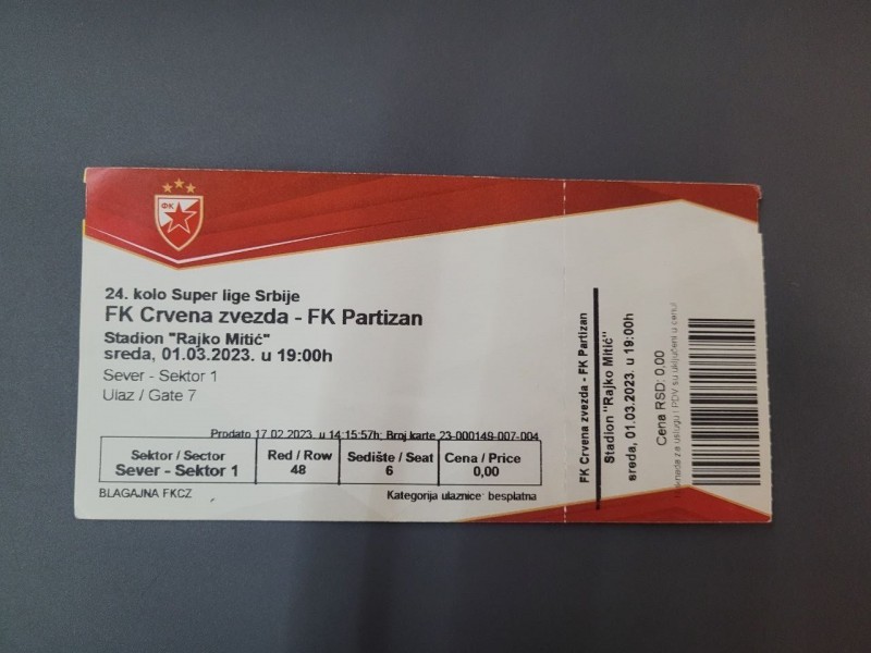Fk Crvena Zvezda - Fk Partizan 01.03.2023.
