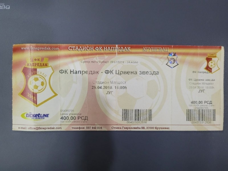 Fk Napredak - Fk Crvena Zvezda 29.04.2018