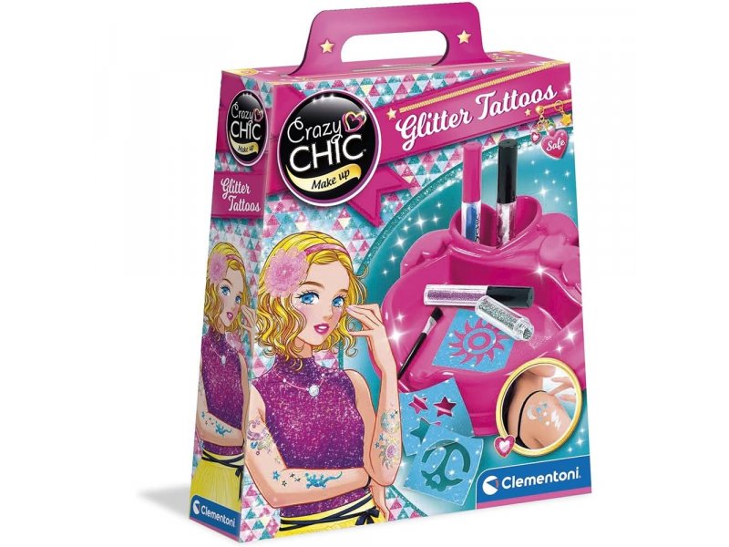 CLEMENTONI CRAZY CHIC GLITTER TATOO SET