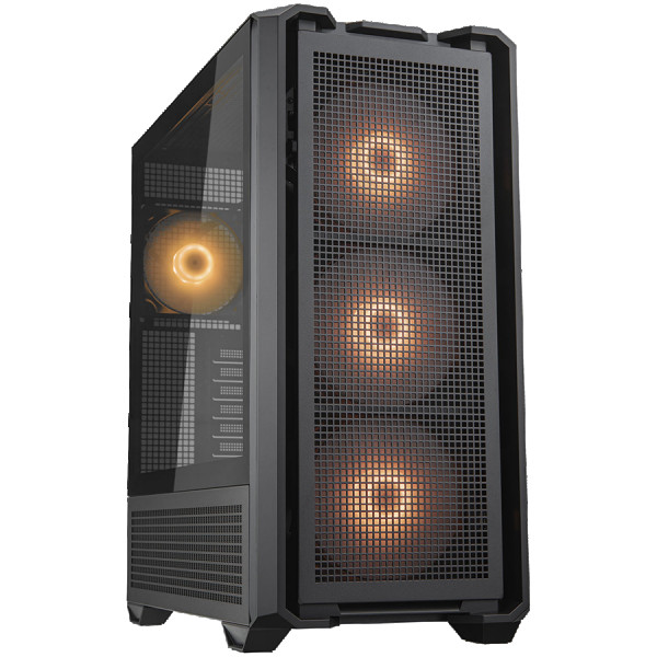COUGAR | MX600 Black | PC Case | Mid Tower Mesh Front Panel 3 x 140mm + 1 x 120mm Fans Transparent Left Panel ( CGR-57C9B-RGB )