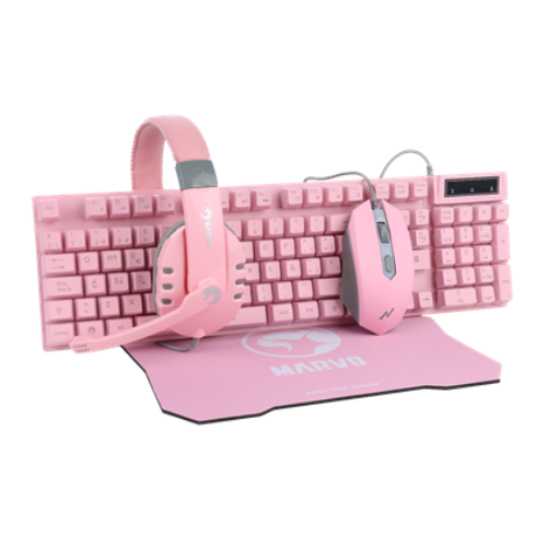 MARVO Scorpion CM370 PINK 4u1 gejmerski komplet tastatura + miš + slušalice + podloga