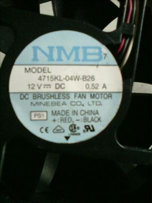 NMB, Model 4715KL-04W-B26,12V DC O52A, + crveni