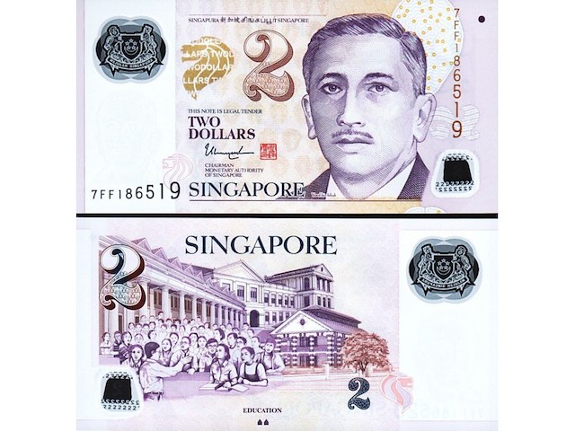 SINGAPORE Singapur 2 Dollars 2022 UNC, Polymer