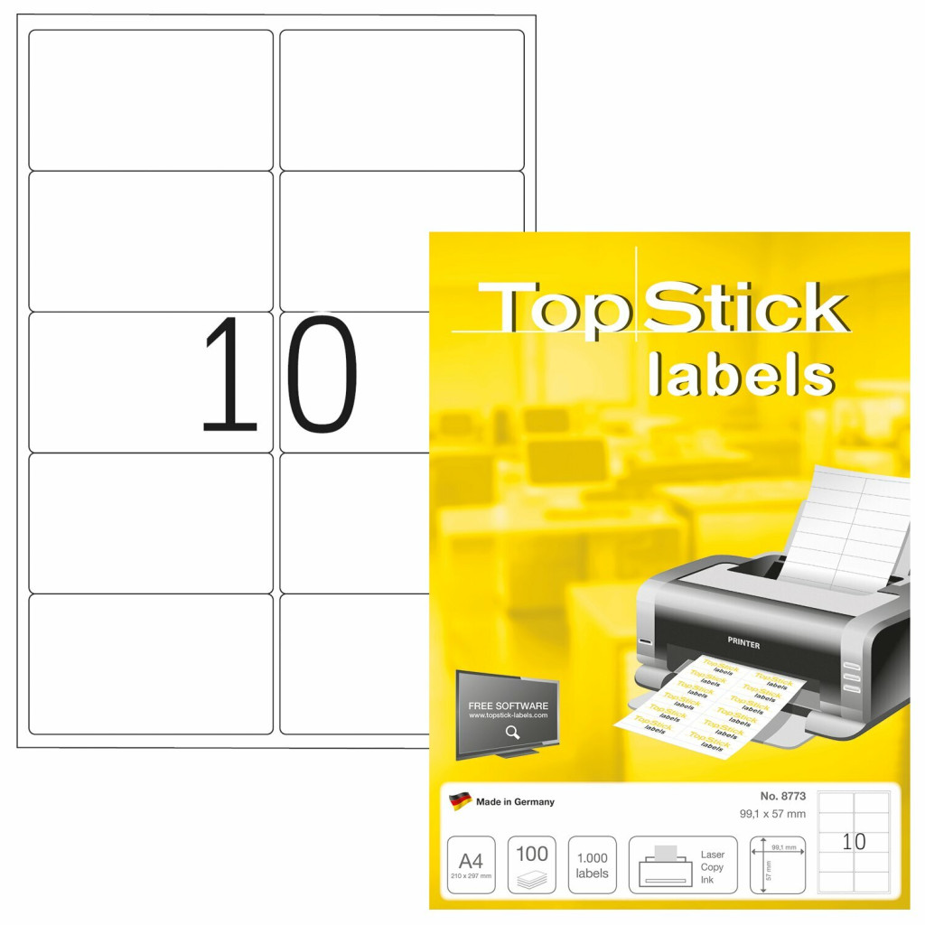 Etikete TOPSTICK 99,1×57 A4/10 1/100