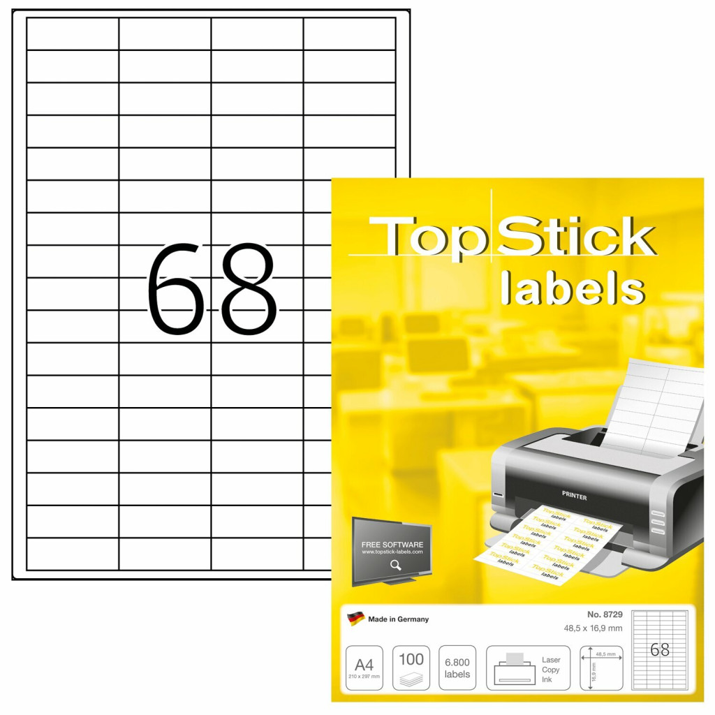 Etikete TOPSTICK 48,5×16,9 A4/68 1/100