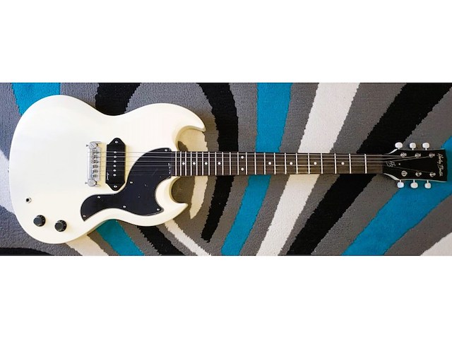 Harley Benton DC-60 Vintage Polaris White gitara+oprema