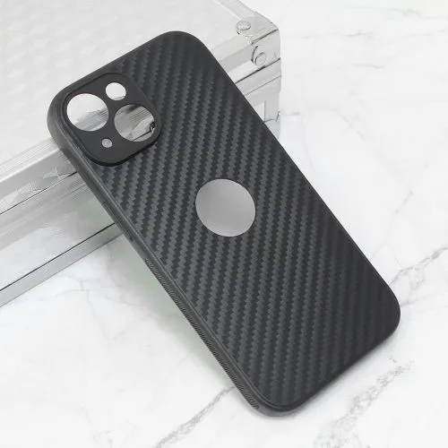 Futrola - maska Carbon fiber za iPhone 15 6.1 crna (sa otvorom za logo)