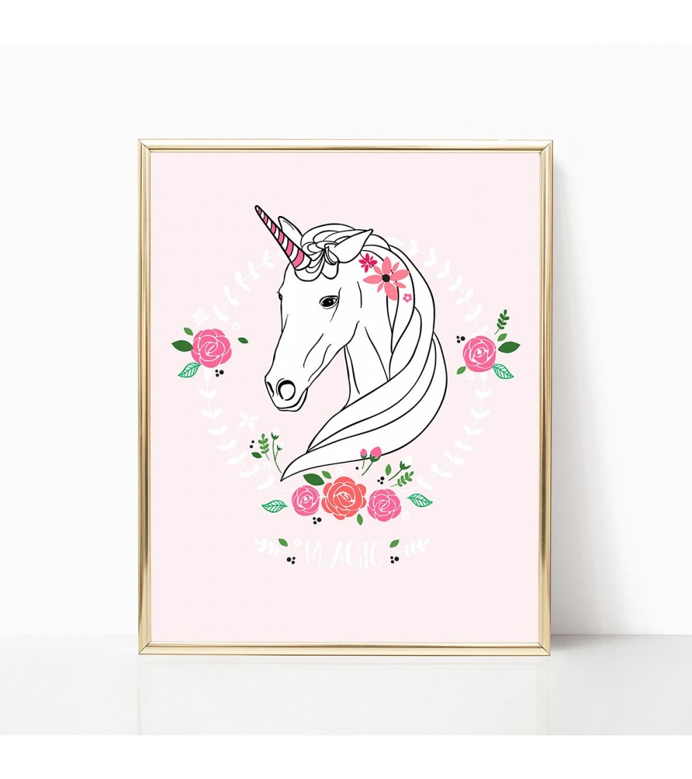 JEDNOROG - DEČIJI POSTER - SLIKA ZA DEČIJU SOBU "UNICORN IS MAGIC" (ART. P-0552)