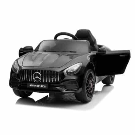 Dečiji auto na akumulator Mercedes GT AMG sa mekim gumama i kožnim sedištem – crni, BJH2588