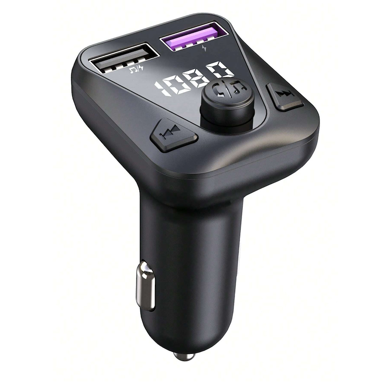 FM transmiter C43 USB, QC 3.0 Bluetooth 5.0, Slusalica (handsfree) crni