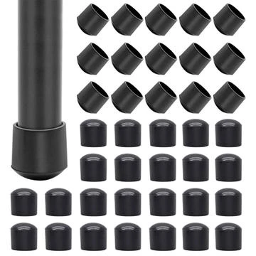 16MM ROUND FLOOR PROTECTOR PADS PVC FURNITURE LEG COVERS NON-SLIP CHAIR LEG END CAP COVER REDUCE NOISE TABLE FEET CAP - 40PCS. - BLACK