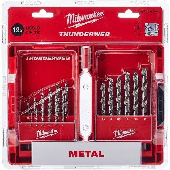 Milwaukee Set burgija za metal, HSS-G, 1-10 mm, 19 kom