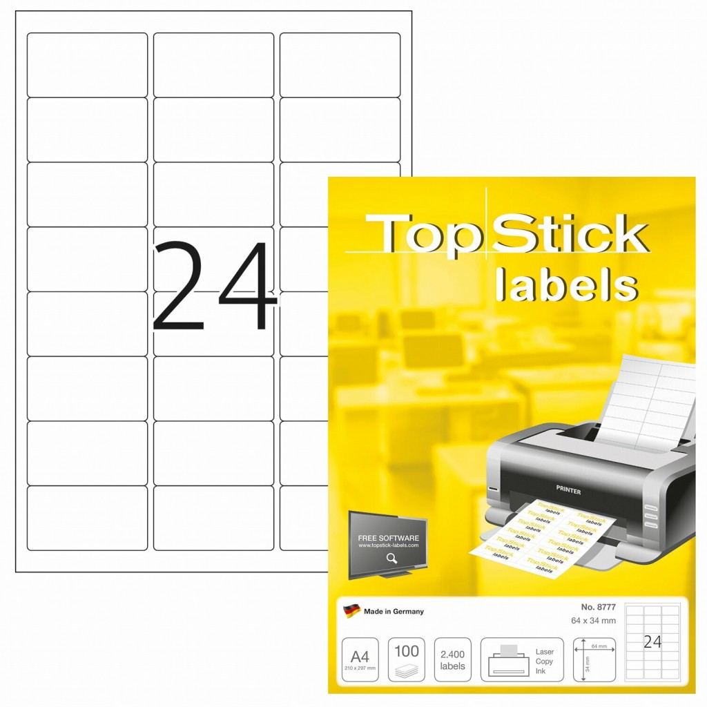 Etikete TOPSTICK 64x34 A4/24 1/100