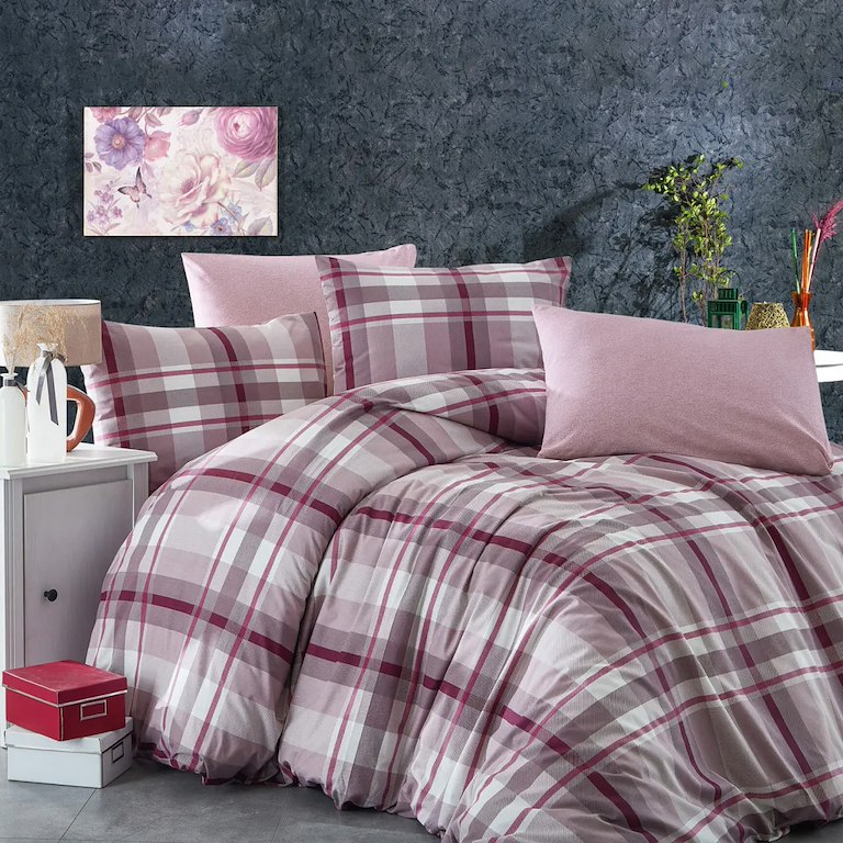 Mille Notti Plaid Red Pamučna posteljina za bračni ležaj, 200x220 cm, Roze
