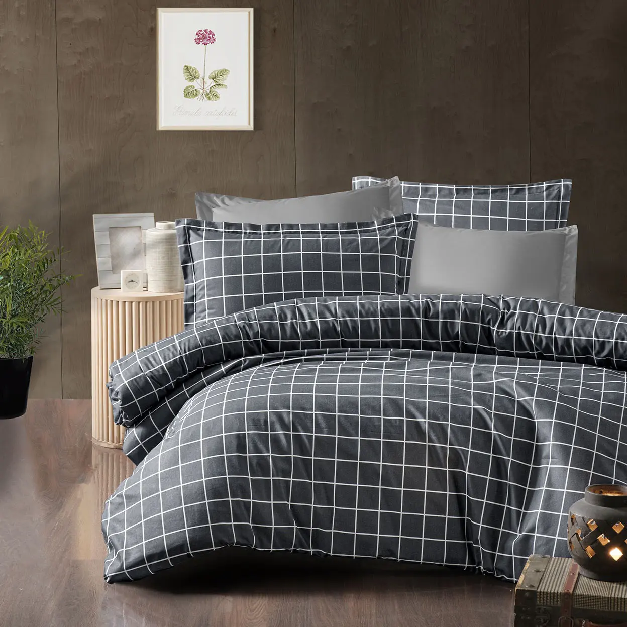 Mille Notti Classic Style Pamučna posteljina za bračni ležaj, 200x220 cm, Crna