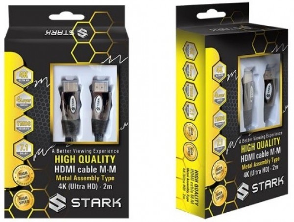 STARK kabl HDMI M-M, pozlaćen 4K(Ultra HD), metalno kućište, podržava 3D, 2m