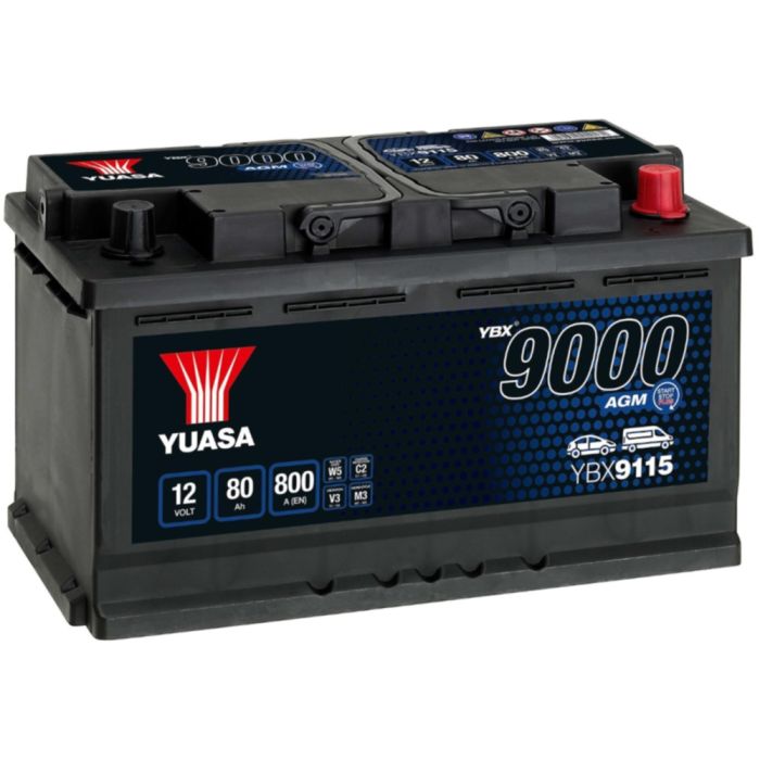 YUASA Start-Stop Akumulator 12V 80Ah 800A AGM desno+