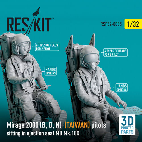 DISCONTINUED RES/KIT F32-0035 Mirage 2000 (B, D, N) (TAIWAN) Pilots Sitting In Ejection Seat MB Mk.10Q (2 pcs)
